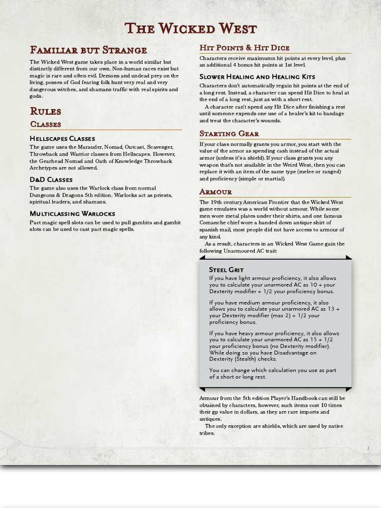 5e - Western - GM Binder | PDF | Shotgun | Firearms