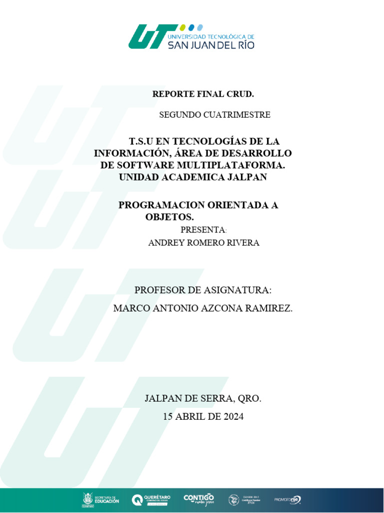 Reporte Final CRUD | PDF | Mi sql | Php