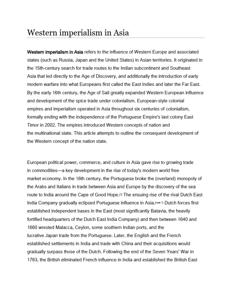 Impact of Western Imperialism in Asia | PDF | British Empire | Asia