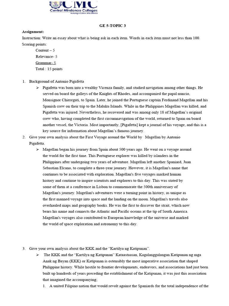 Ge 5 - Topic 3-4 Assignment | PDF