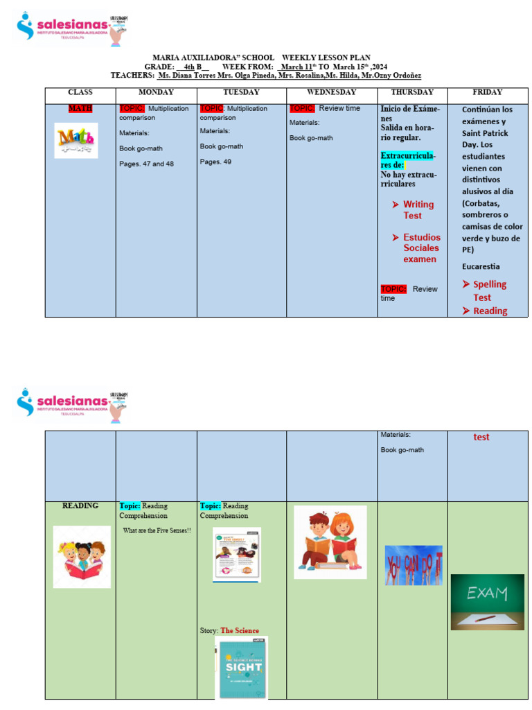 4th gradeweeklyplanWeekMarch11toMarch1520242-1709960063664 | PDF ...
