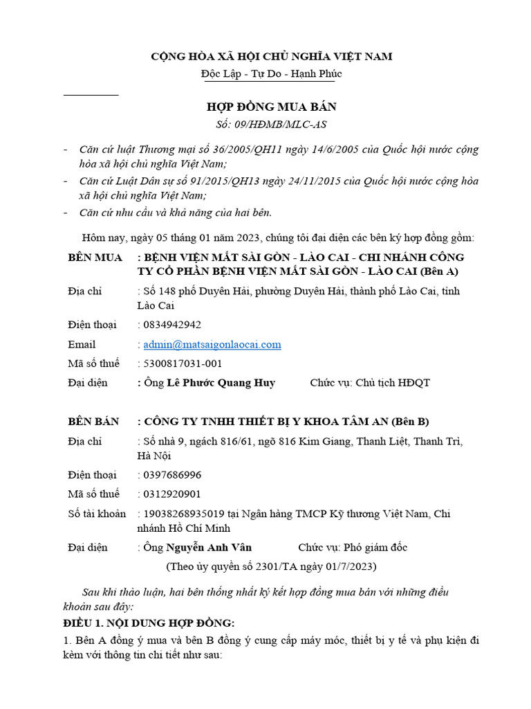 HĐ Mua Bán Tâm An 0401 | PDF