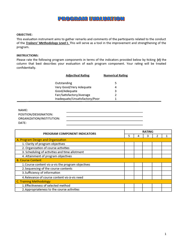Program Evaluation 2024 | PDF | Facilitator | Lecture