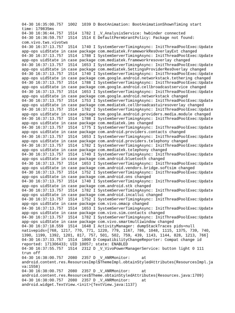 Vivo Device System Log Analysis | PDF | Software Engineering | Computing