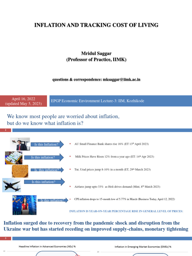 Ee Lecture 3 Inflation Cost Of Living 16apr23 Pdf Cost Of Living
