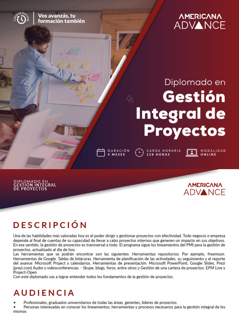 Diplomado En Gestión Integral De Proyectos Brochure Adv 2022 Pdf