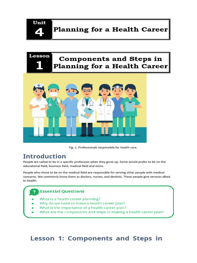 Health Career Planning Guide | PDF | Medicine | Health Care