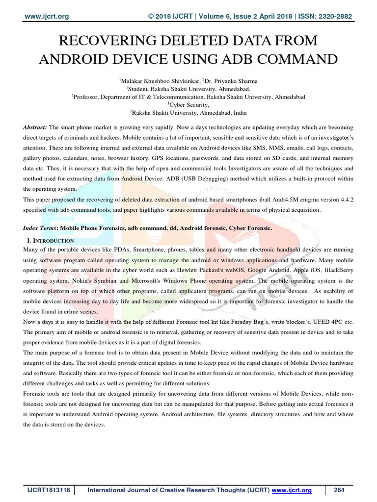 IJCRT1813116 | PDF | Android (Operating System) | Computing