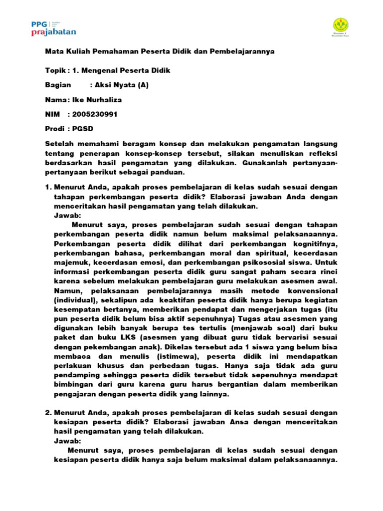 PTPD-T1-Aksi Nyata-PPG Prajabatan | PDF