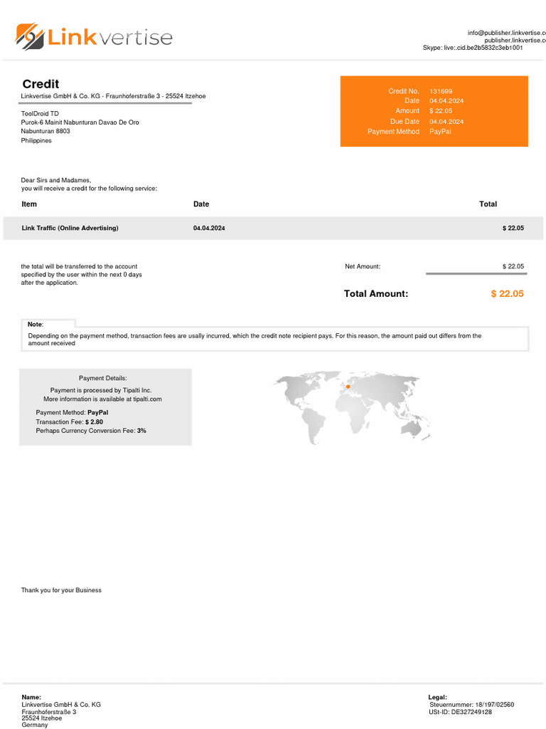 Linkvertise Credit Payment Summary | PDF | Pay Pal | Payments