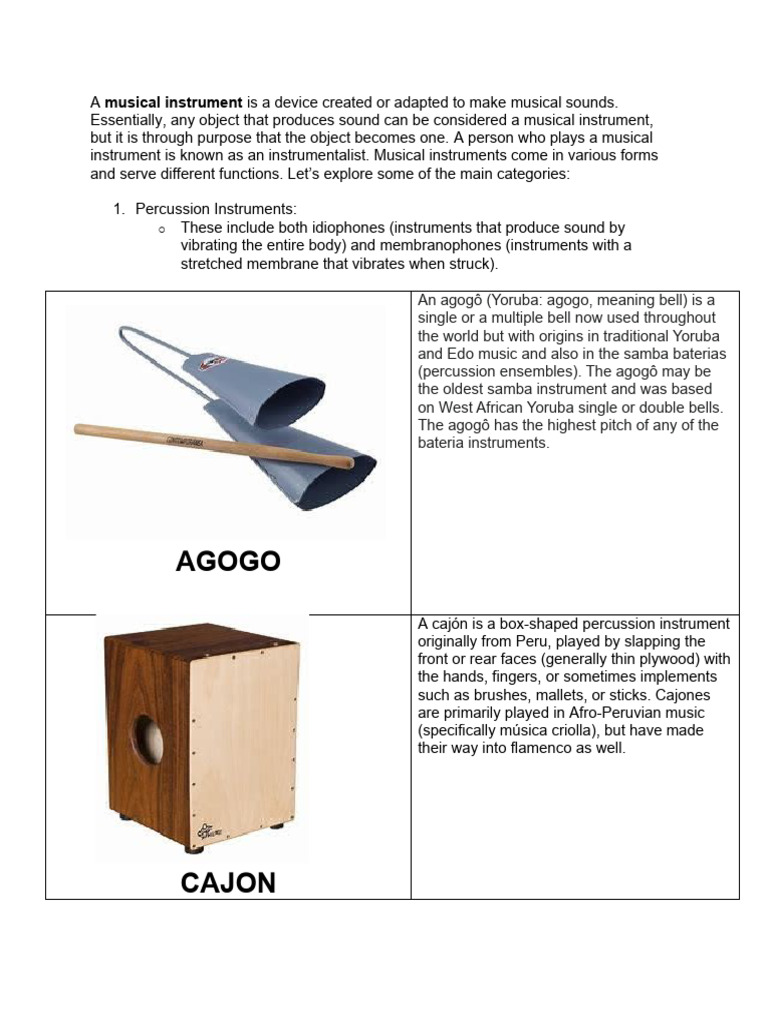 A Musical Instrument Is A Device Created or Adapted To Make Musical ...