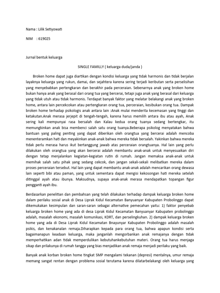 Dampak Keluarga Broken Home pada Anak | PDF