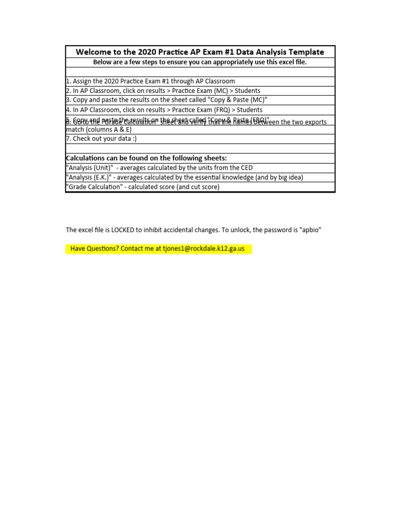 2020 AP Exam #1 Data Analysis Guide | PDF | Computing