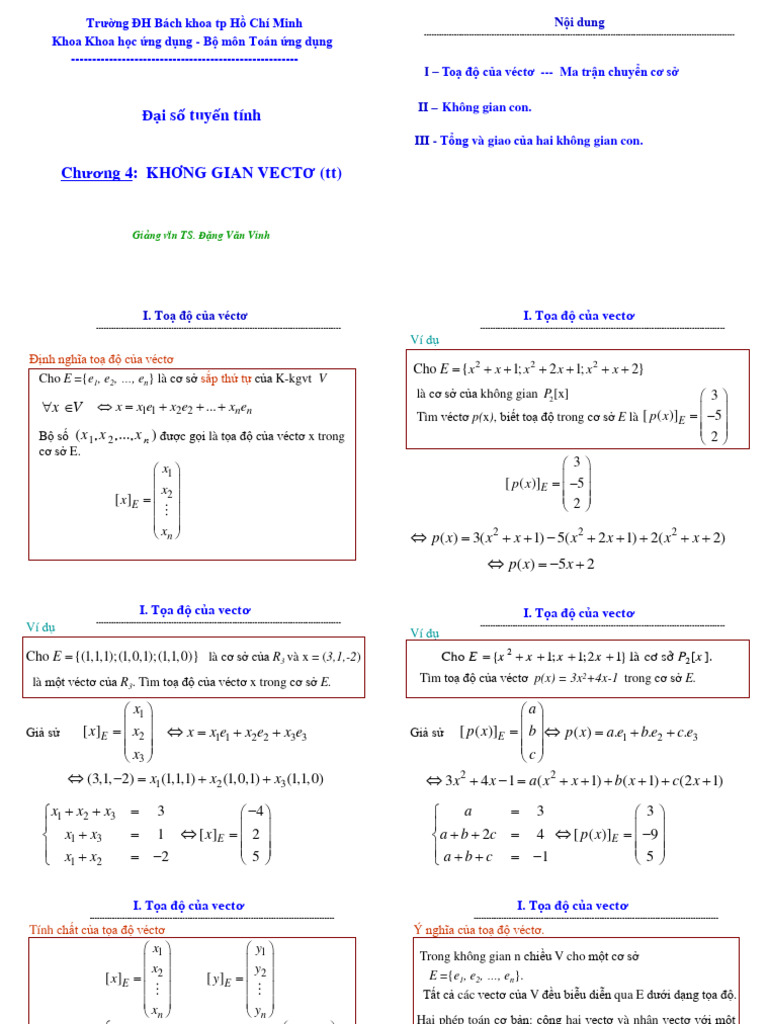 Chương 4 Không Gian Vecto TT | PDF
