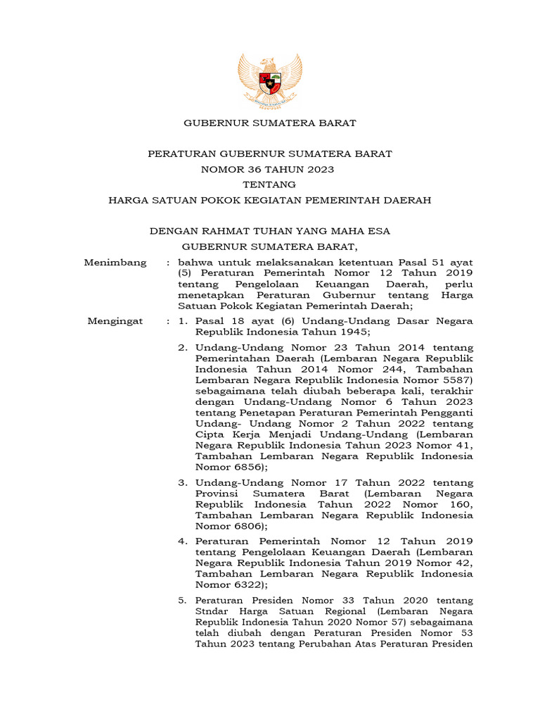 Pergub Nomor 36 TTG HSPK | PDF