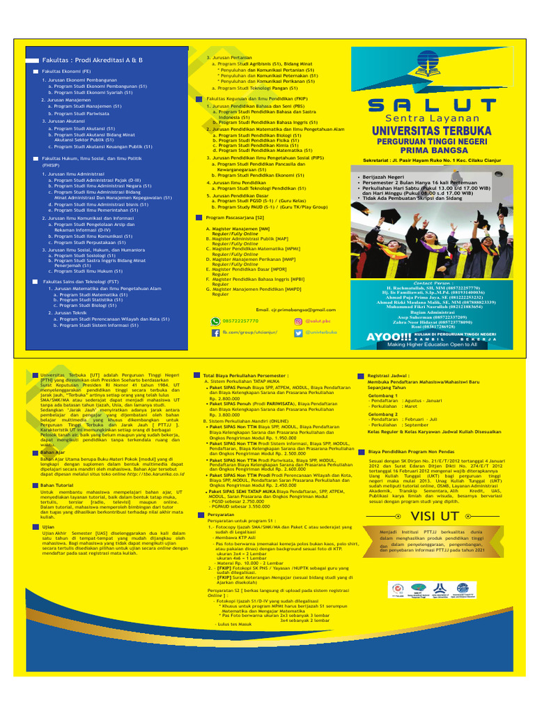 Biaya Pendidikan Universitas Terbuka | PDF