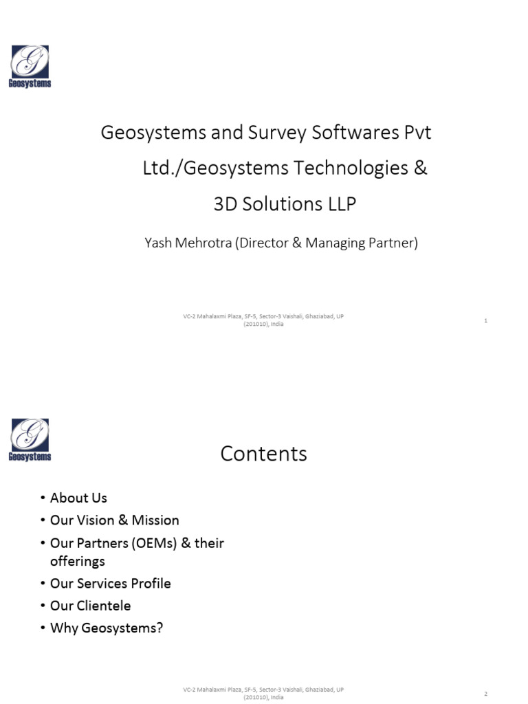 Geosystems and Survey Softwares Pvt. Ltd.-Company Profile | PDF ...