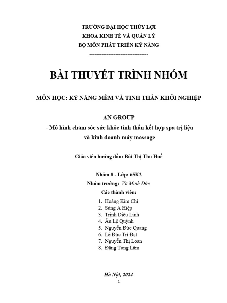 N8 - 65K2 - AN GROUP - Mô hình chăm sóc sức khỏe tâm lí kết hợp với trị liệu và kinh doanh máy ...
