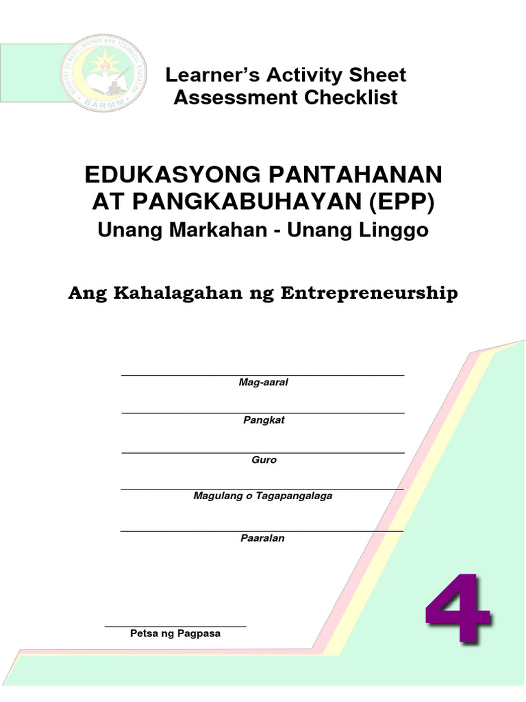 EPP Grade 4 - Q1 Week 1 | PDF
