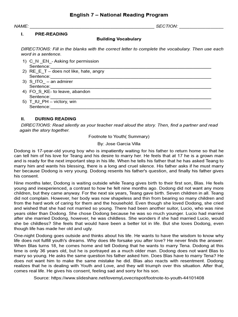 ENGLISH Catch-Up-Friday Worksheet Footnote | PDF