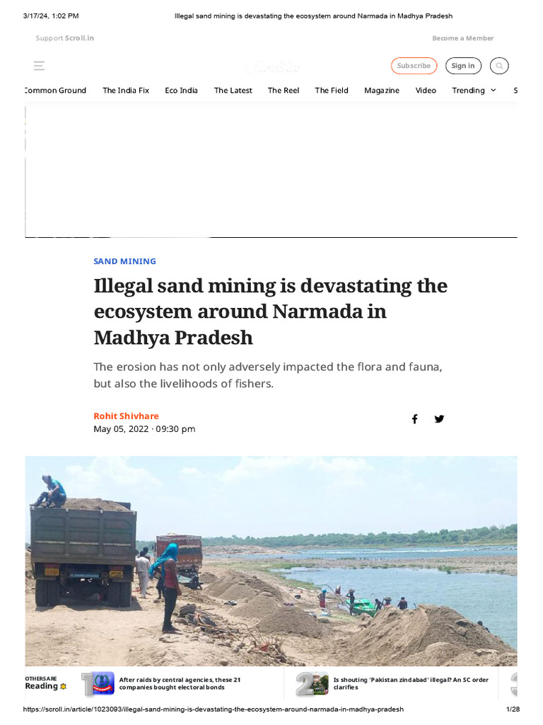 Illegal Sand Mining Is Devastating The Ecosystem Around Narmada in Madhya Pradesh | PDF | Earth ...