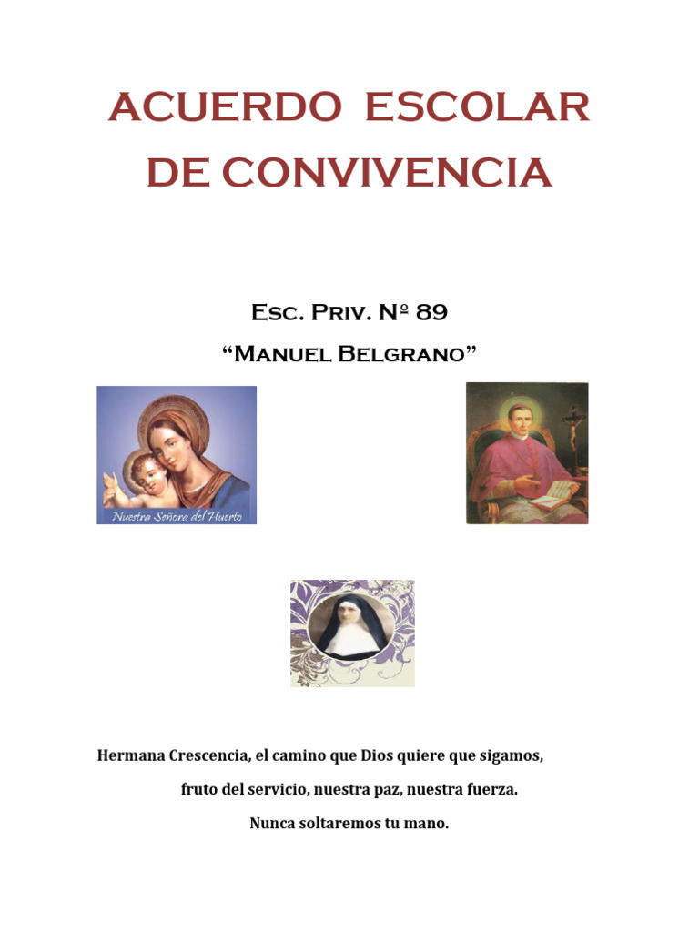 Acuerdo Escolar de Convivencia: Esc. Priv. #89 "Manuel Belgrano ...