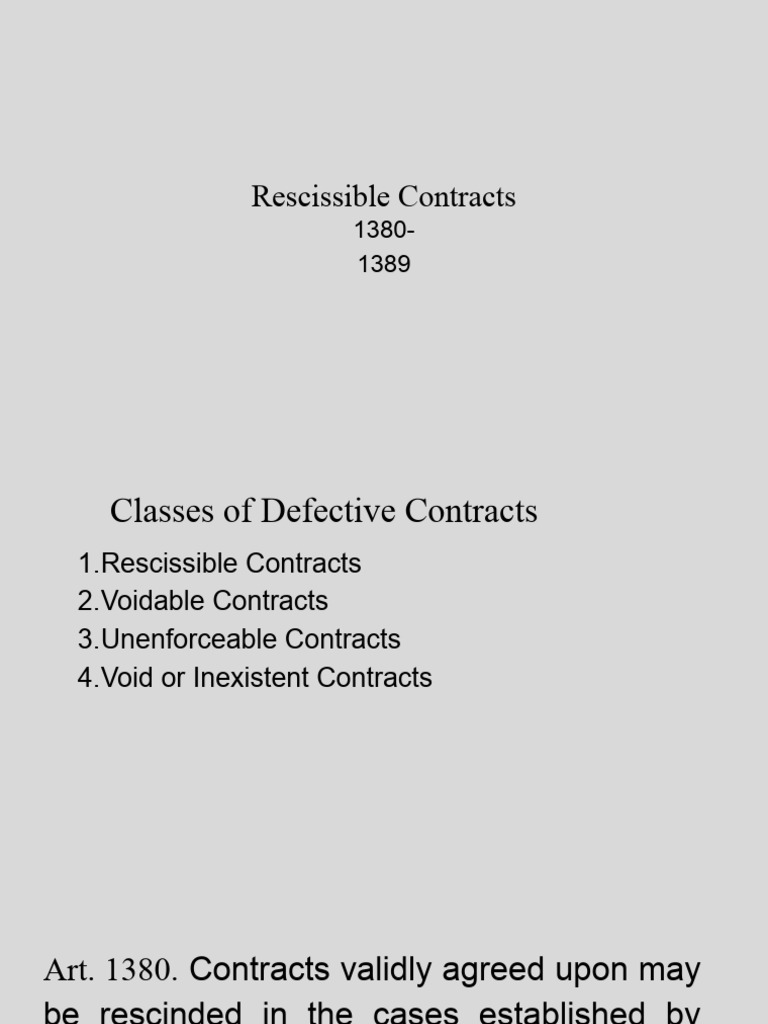 Understanding Rescissible Contracts | PDF | Complaint | Indemnity