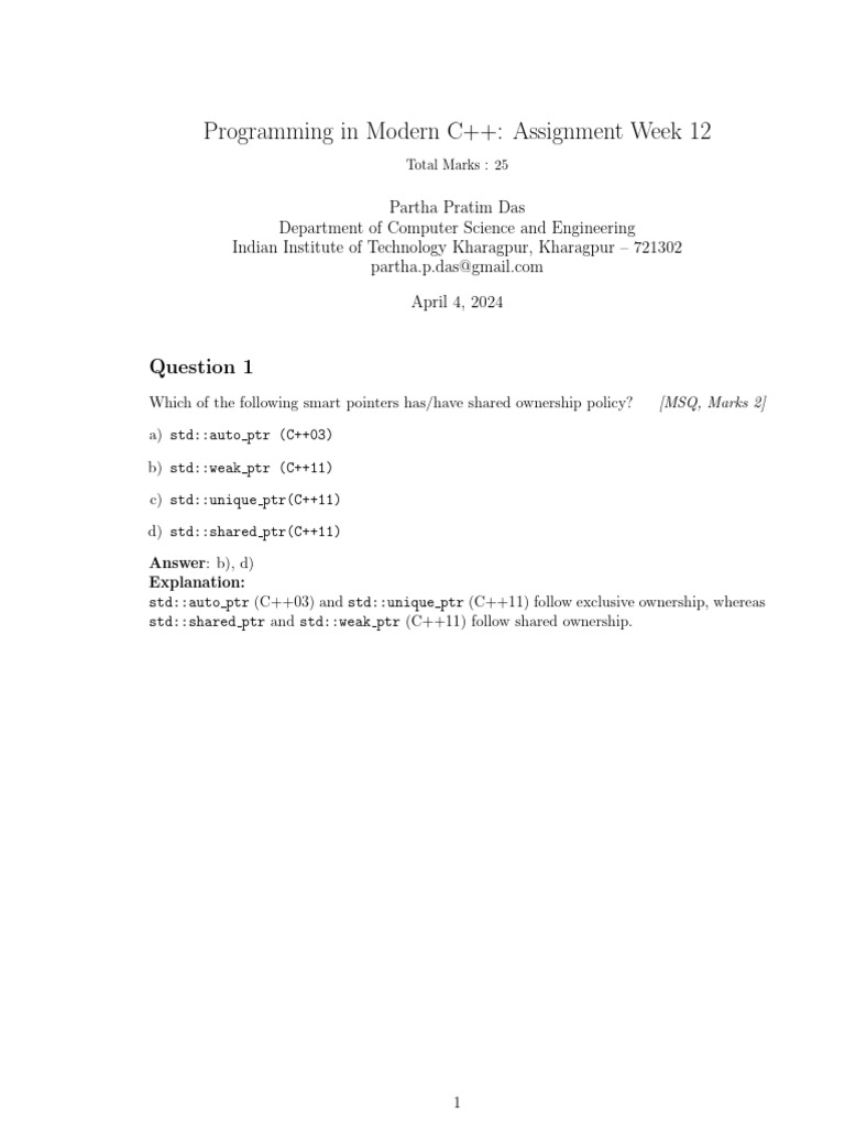 C++ 2024H1 Assignment-12 | PDF | Pointer (Computer Programming ...