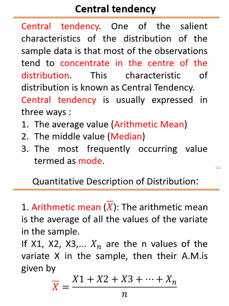 Central Tendency | PDF | Mode (Statistics) | Mean