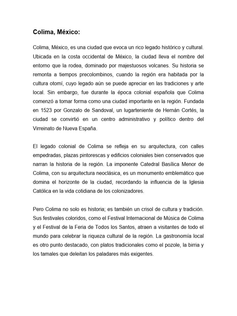 Colima: Historia y Cultura en México | PDF | México | Kentucky