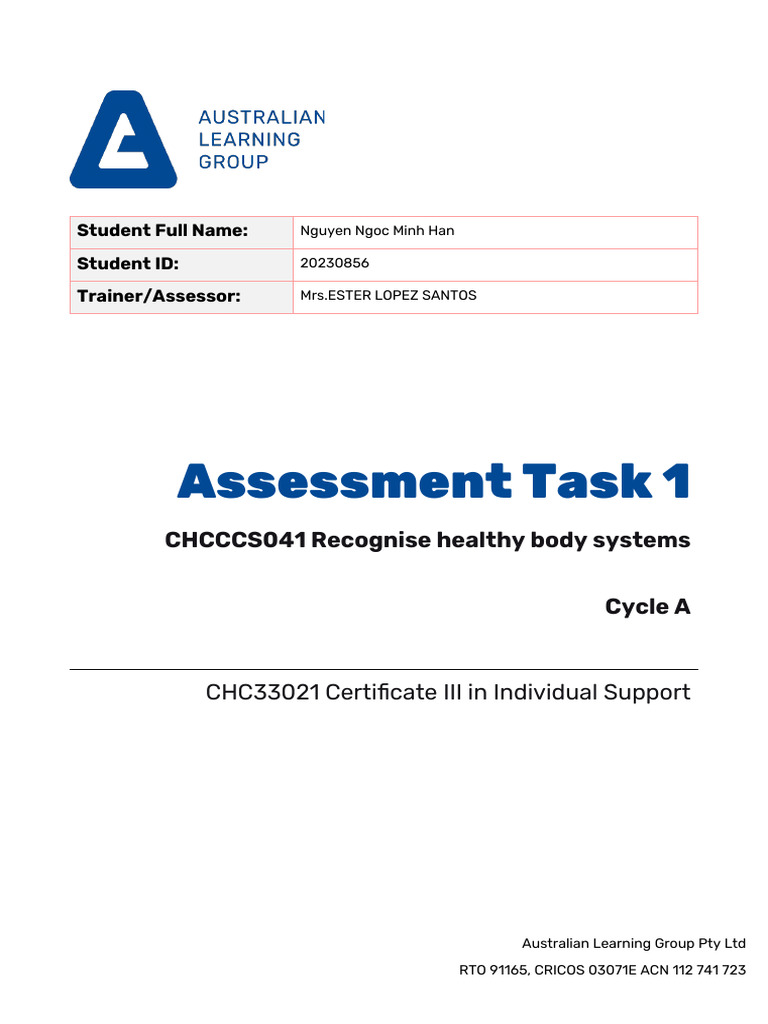 CHCCCS041 Assessment Task 1 Guide | PDF | Human Body | Muscle