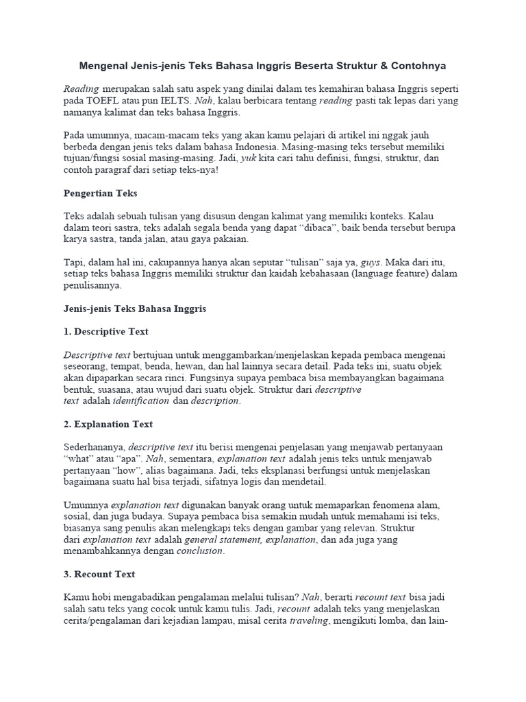 Mengenal Jenis Teks | PDF