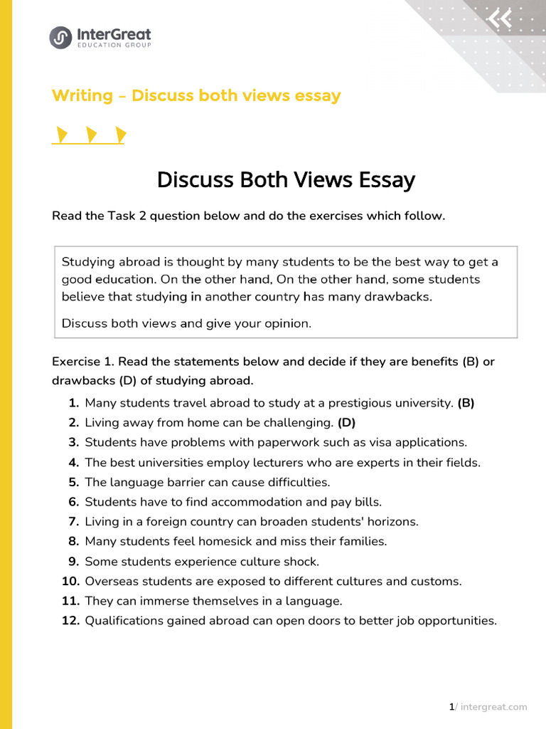 Writing - Task 2 - Discuss Both Views WS | PDF