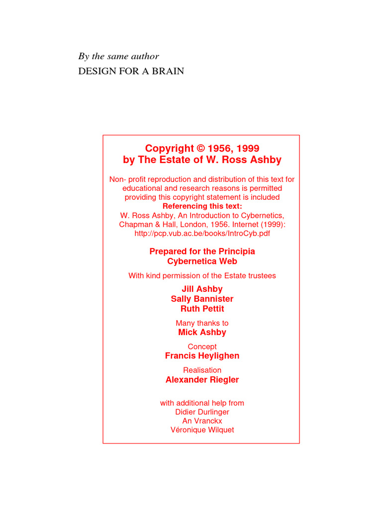 AN INTRODUCTION TO CYBERNETICS by W. ROSS ASHBY | PDF | Physics | Knowledge