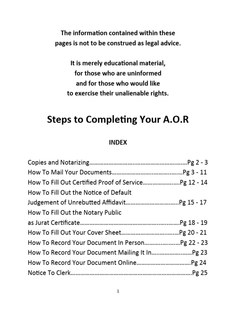 Naturalized AOR Instructions | PDF | Registered Mail | Notary Public