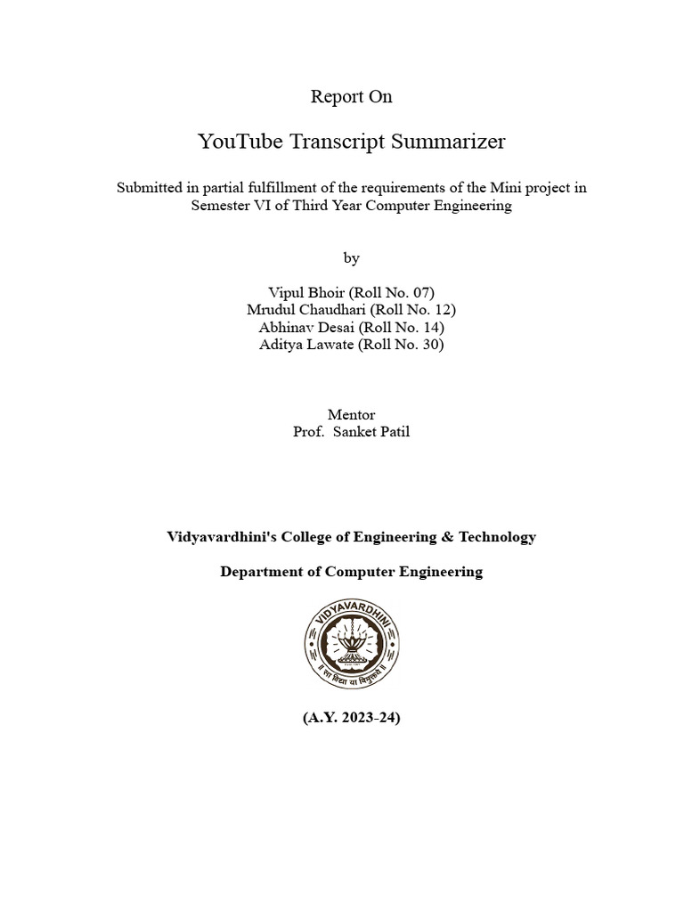 Mini Project Report Download Free Pdf Computing 