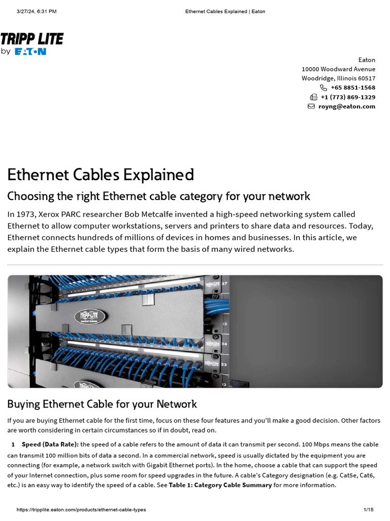 Ethernet Cable Guide for Buyers | PDF | Electrical Connector ...