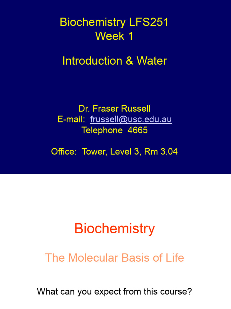 Week 1 Introduction & Water | PDF | Chemical Bond | Chloride