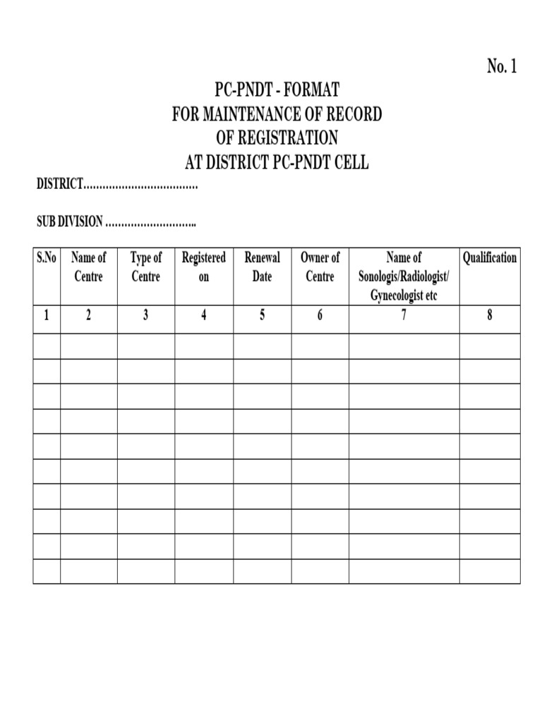 District PCPNDT Formats | Download Free PDF | Public Services | Social ...