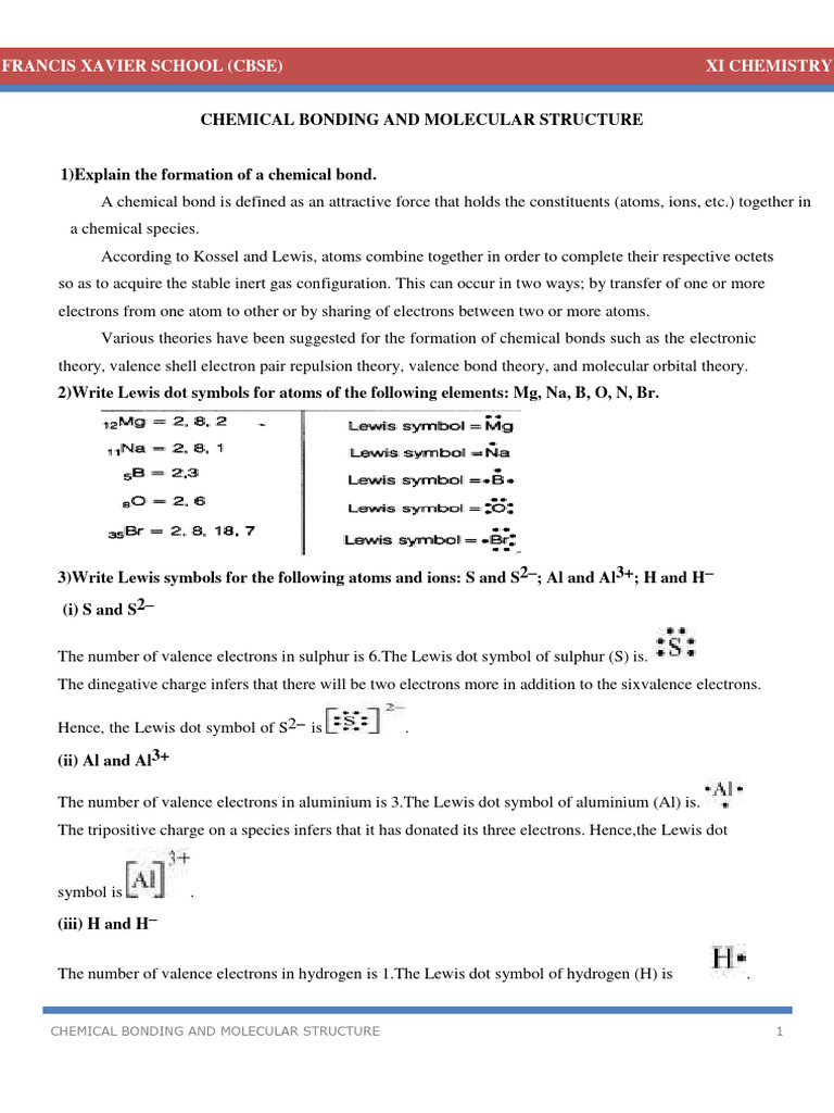 Chemical Bonding and Molecular Structure | PDF | Chemical Bond ...