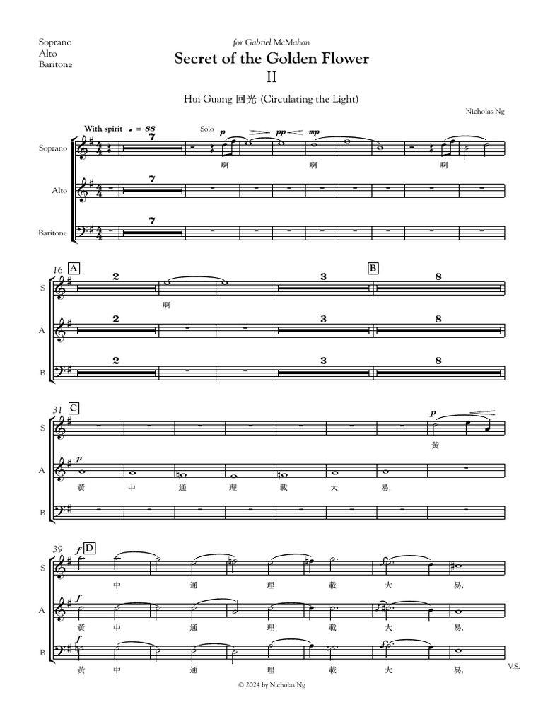 Secret of The Golden Flower MOVEMENT 2 - Soprano, Alto, Baritone | PDF