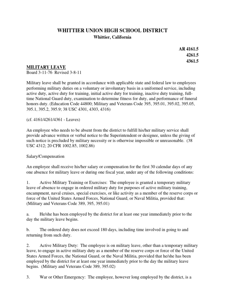 Military Leave Policy for Employees | PDF | Employment | Sick Leave