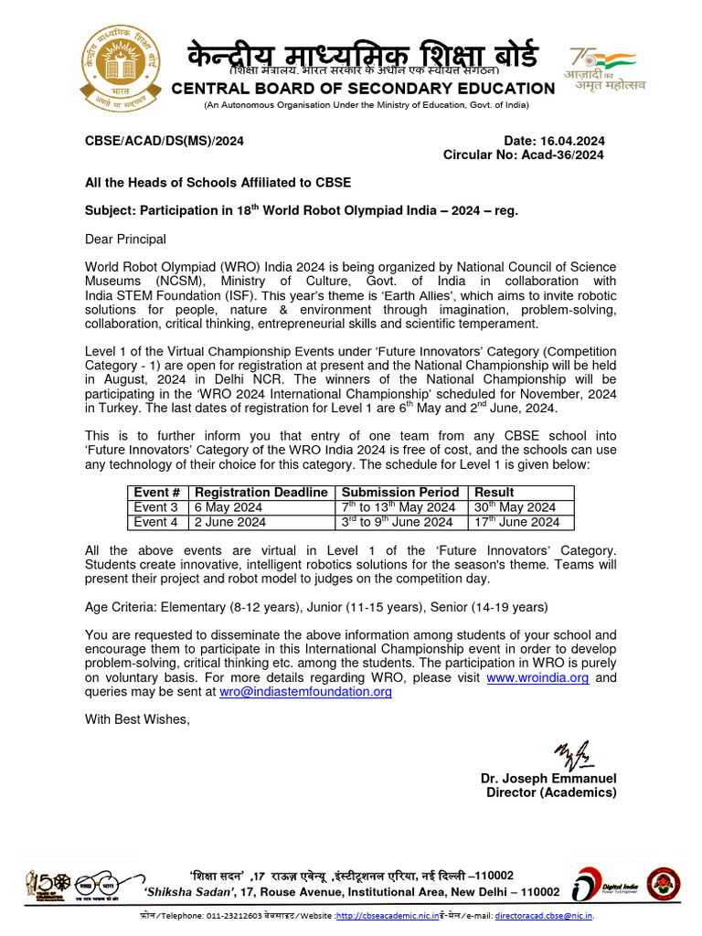 36 Circular 2024 | PDF | Schools