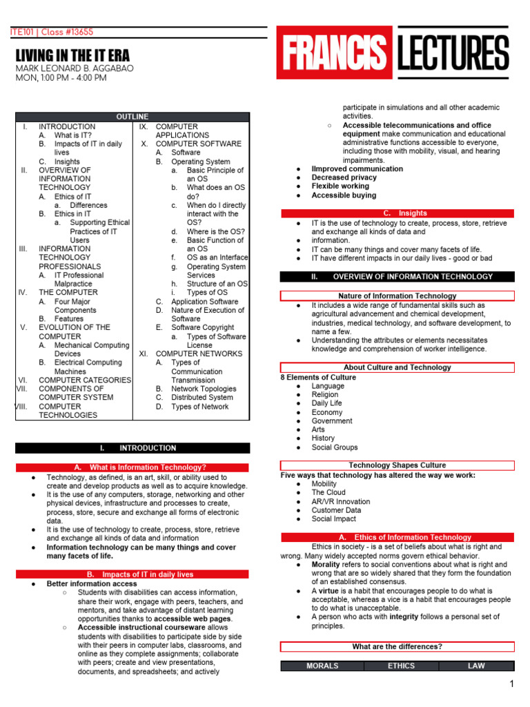 ITE101 | PDF | Computer Data Storage | Read Only Memory