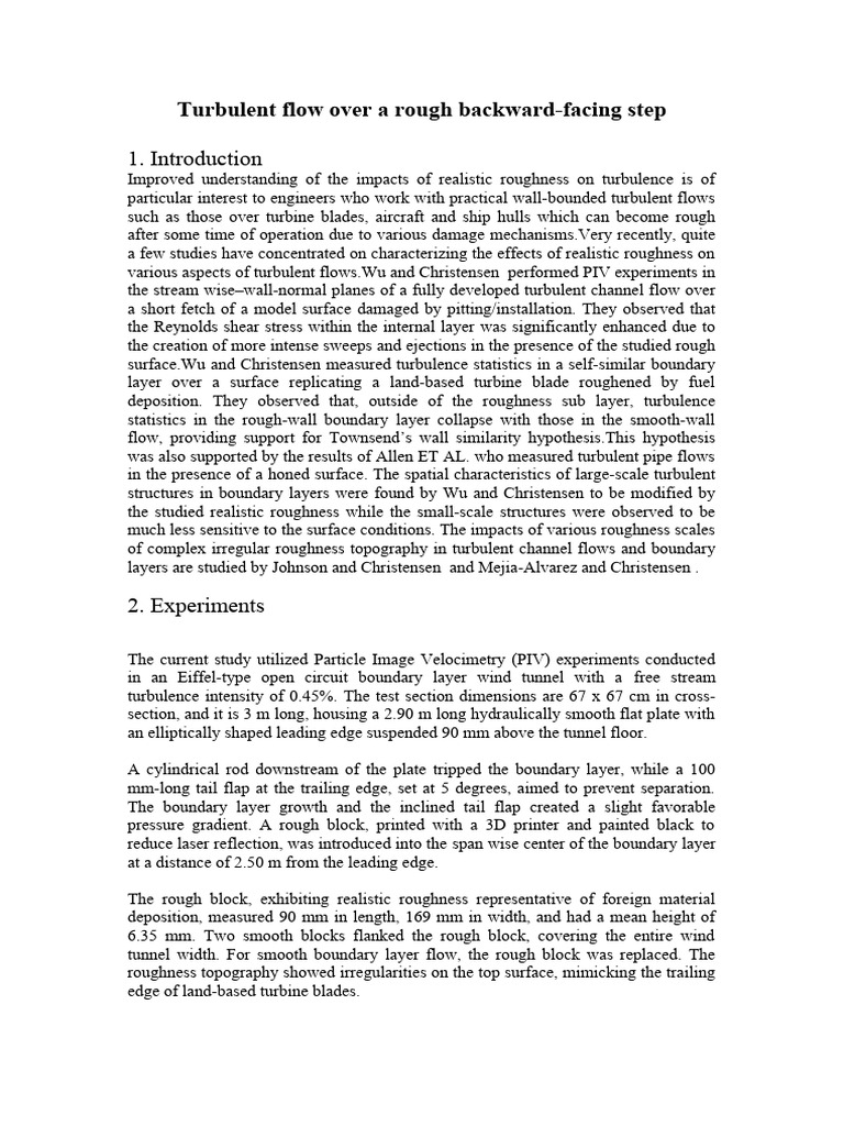 Turbulent Flow Over A Rough Backward | PDF | Boundary Layer | Turbulence
