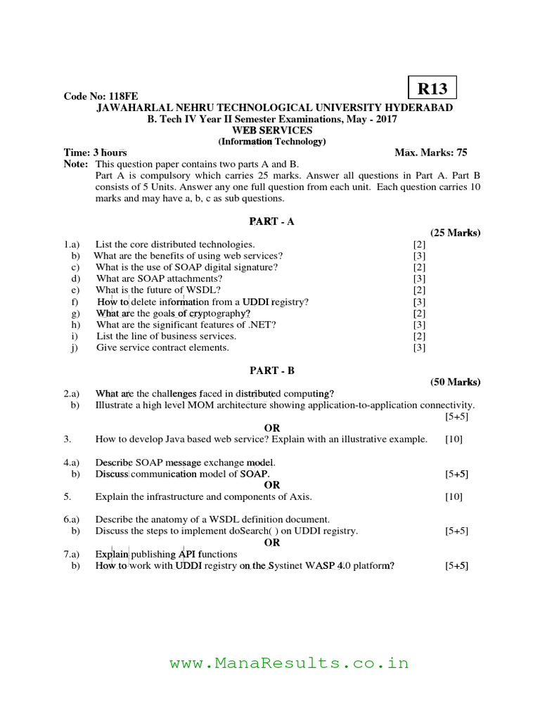 Web Services Exam Paper - JNTU Hyderabad | PDF | Web Service | Soap