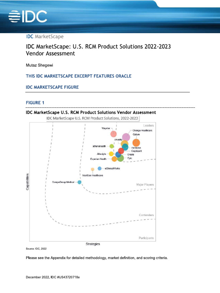 Health Revenue Cycle Idc Marketscape RCM Report PDF | PDF