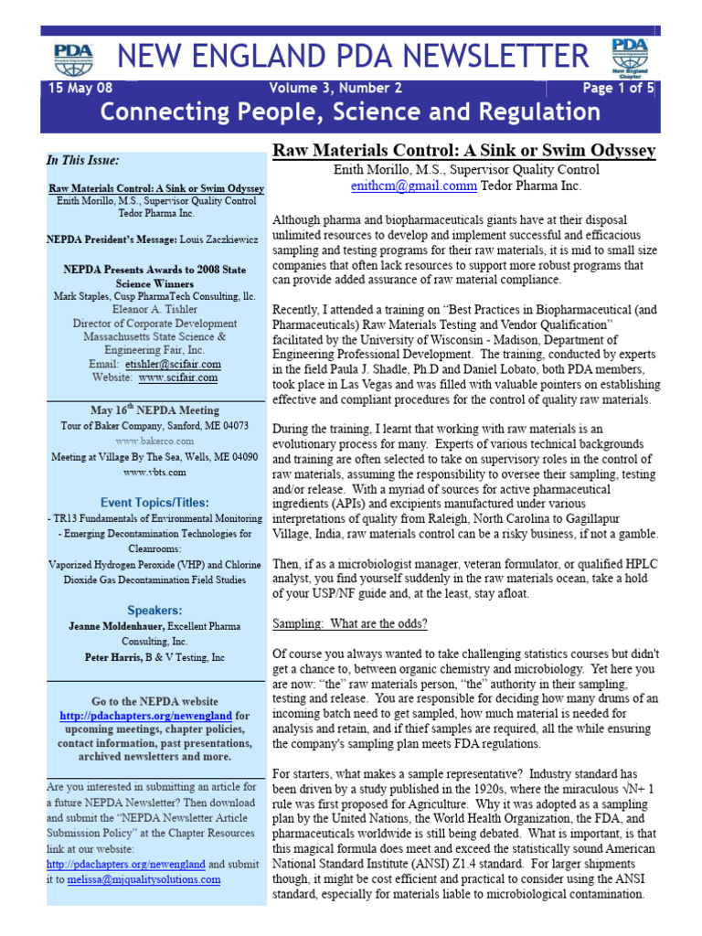 Raw Materials Control A Sink or Swim Odyssey | PDF | Food And Drug ...