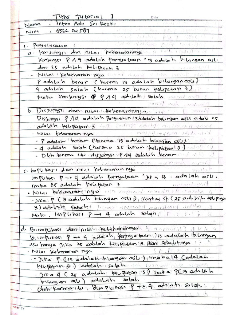 Tugas Tutorial 1 Matematika - 1 | PDF