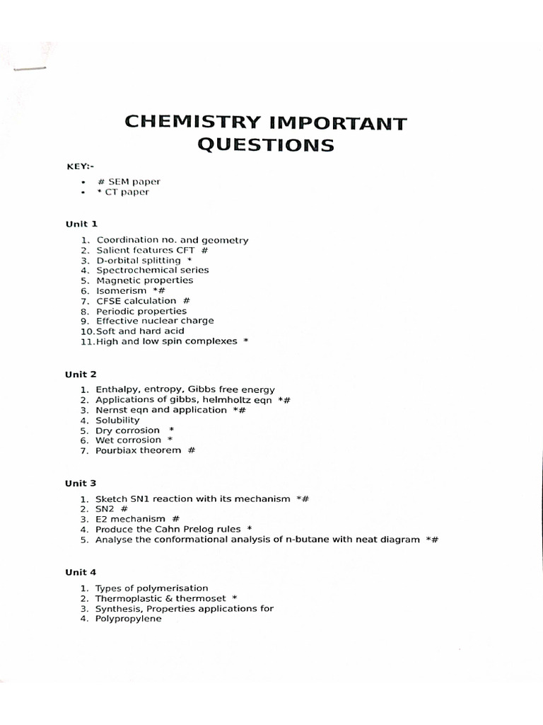Chemistry Imp | PDF